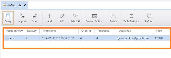 Integrating Azure Table Storage To Azure Function