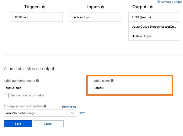 Integrating Azure Table Storage To Azure Function