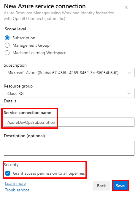 Integrating the Azure Subscription on the Azure DevOps