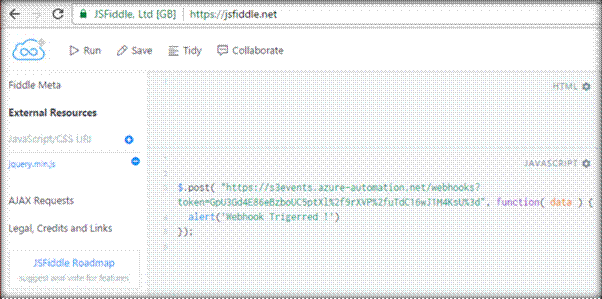 Invoke Azure Runbooks Using Webhook From Client Applications
