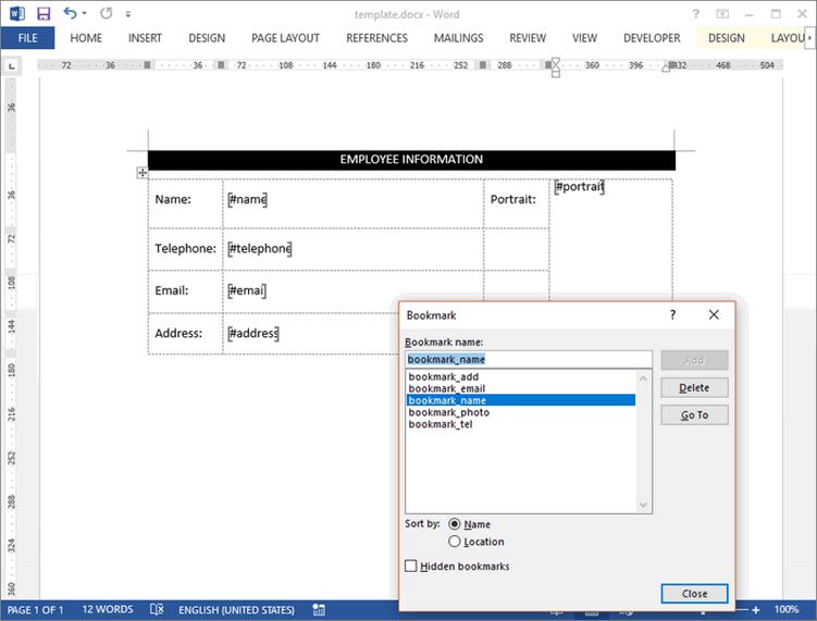 Java - Replace Bookmark Content In Word