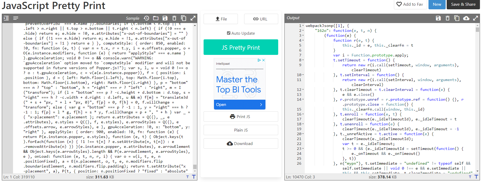 Javascript Minifier And Un Minifier
