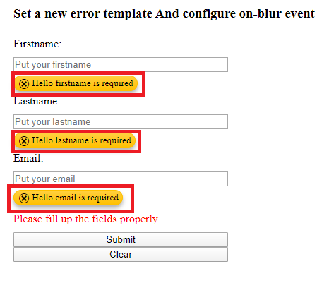 Kendo UI jQuery Validator