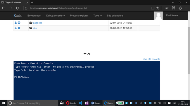 Kudu Console In Azure