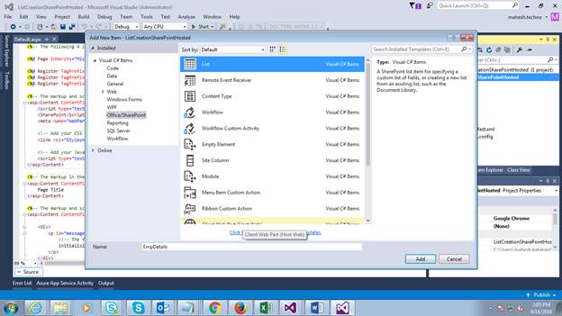 List Creation Through SharePoint Hosted Apps In Office 365