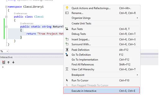 Look At C# Interactive Window In VS 2015