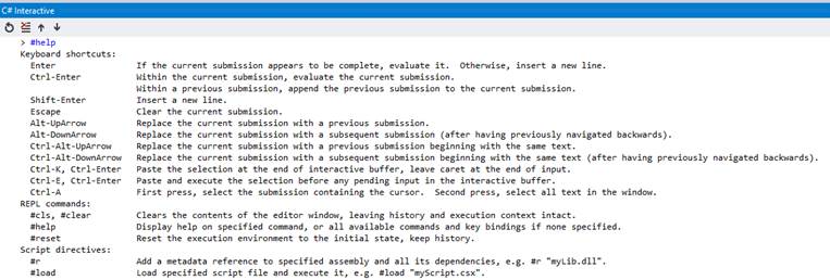 Look At C# Interactive Window In VS 2015