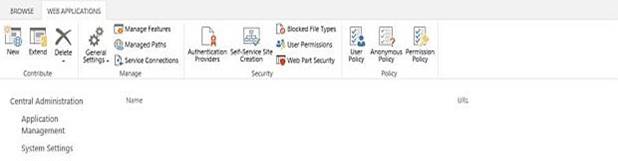 Manage Web Applications In SharePoint 2013 Central Administration ...