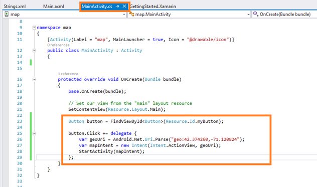Map View Control Using An Intent In Xamarin Android App Using Visual 2824