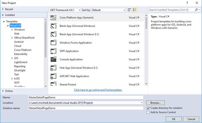 MasterDetailPage In Xamarin Forms Application