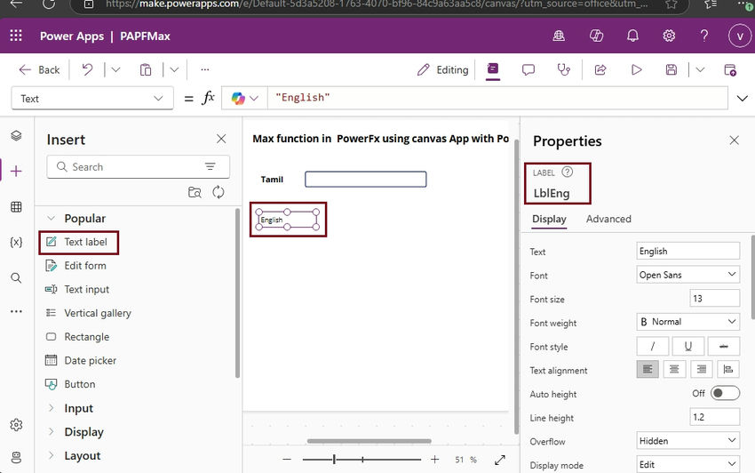 Max Fnction in PowerFx using Canvas App with Power Apps