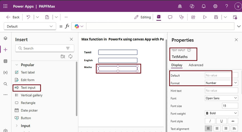 Max Fnction in PowerFx using Canvas App with Power Apps