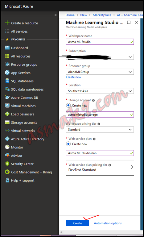 Microsoft Azure - Setting Up Premium Machine Learning Studio