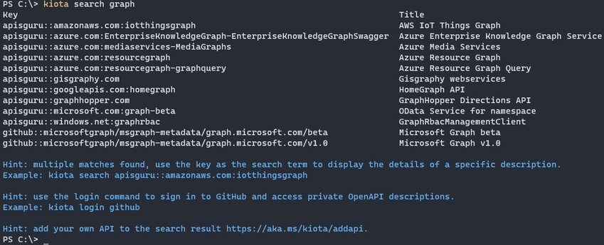Microsoft Kiota Command Line Tool Microsoft Kiota Command Line Tool