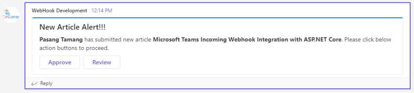 Microsoft Teams Incoming Webhook Integration With ASP.NET Core