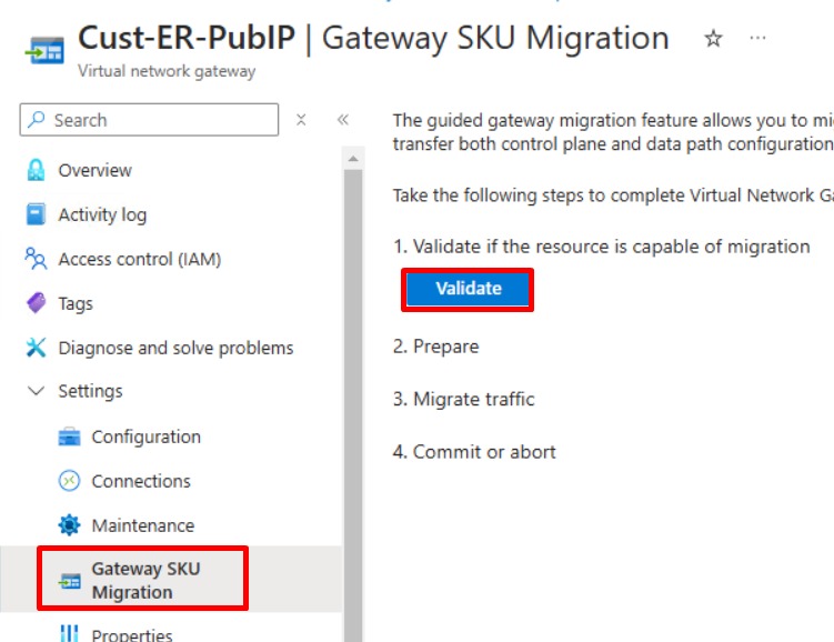 Migrating Azure ExpressRoute Gateway