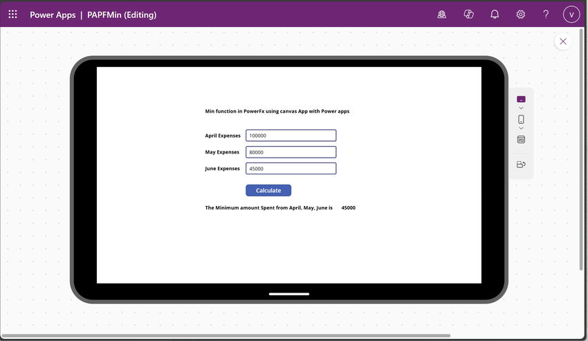 Min Function In Powerfx Using Canvas App With Power Apps 8913