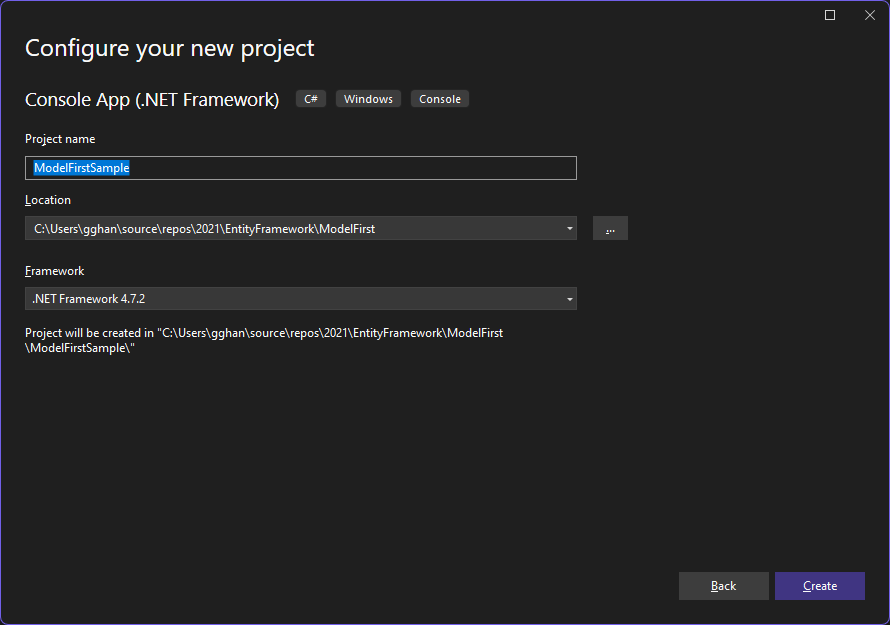 Entity Framework (3-1), with .Net Console Model-First