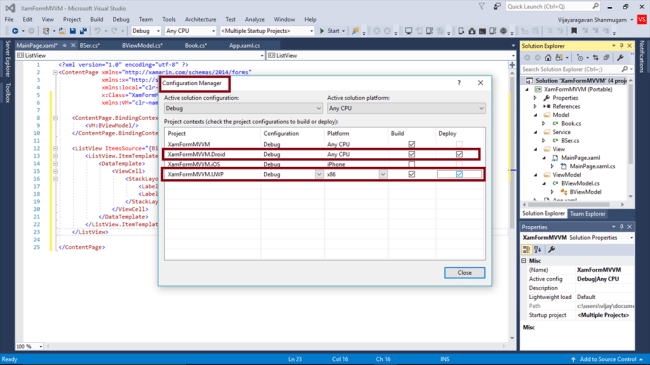 MVVM In Xamarin.Forms Application For Android And UWP
