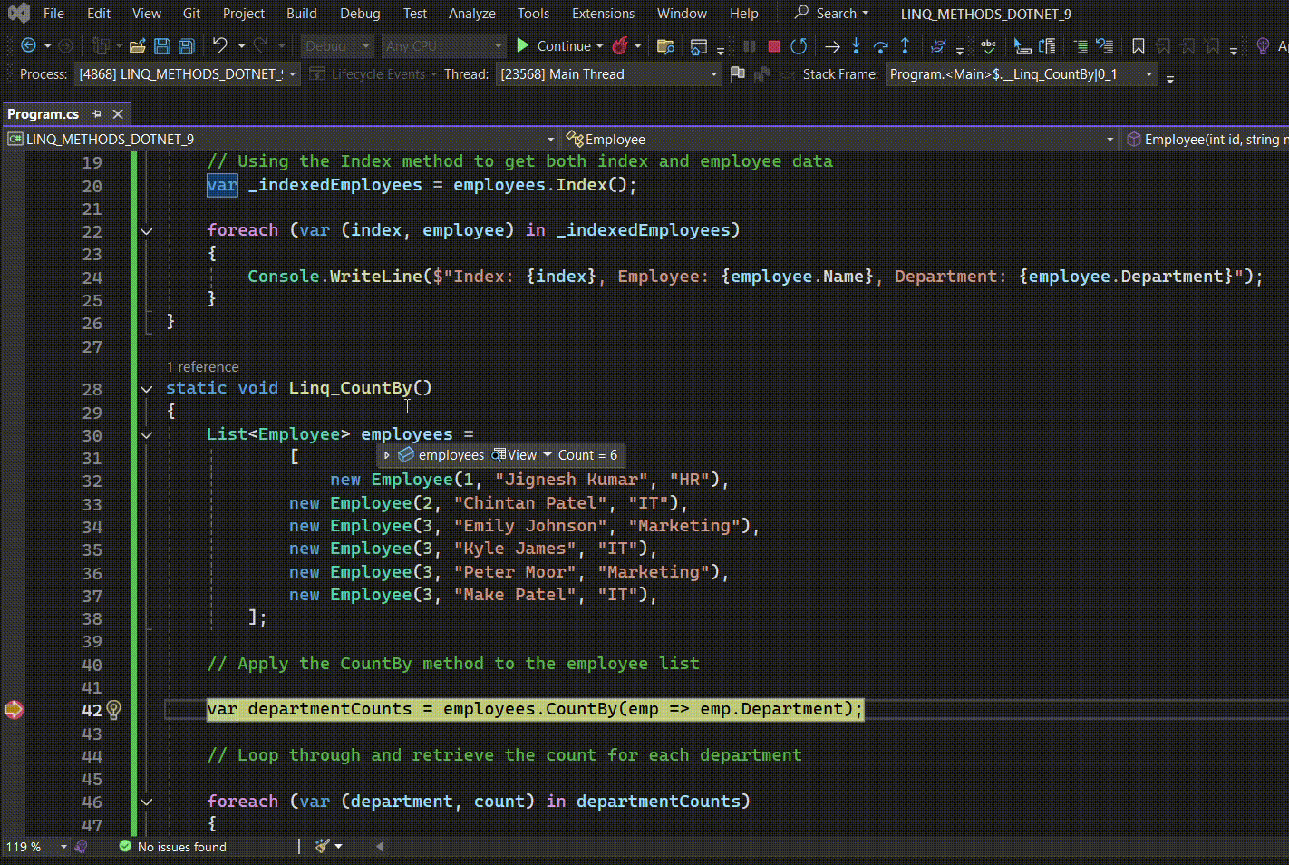 New LINQ Methods in .NET 9: Index, CountBy, and AggregateBy