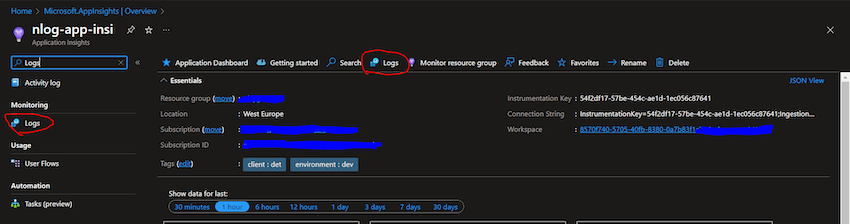 Nlog Implementation With Azure Application Insights
