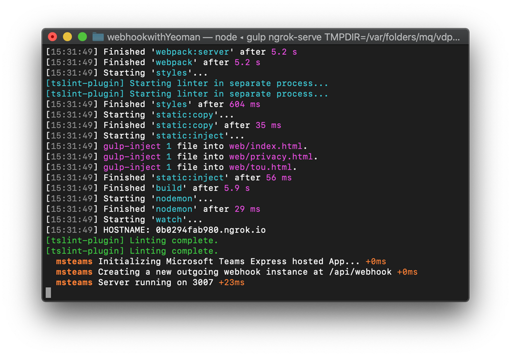 Outgoing Web Hook In Teams Using Yeoman Teams Generator