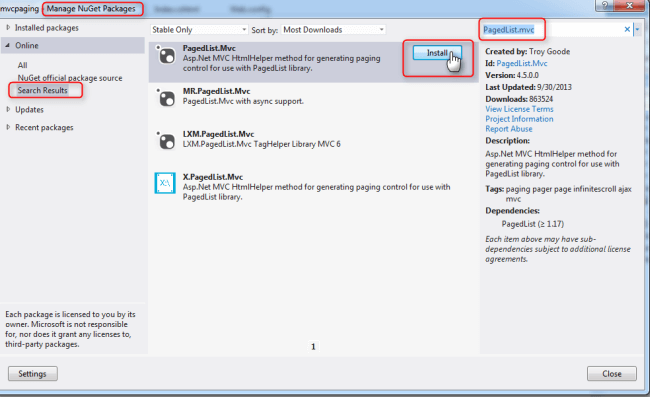 Paging In MVC 4 Using PagedList