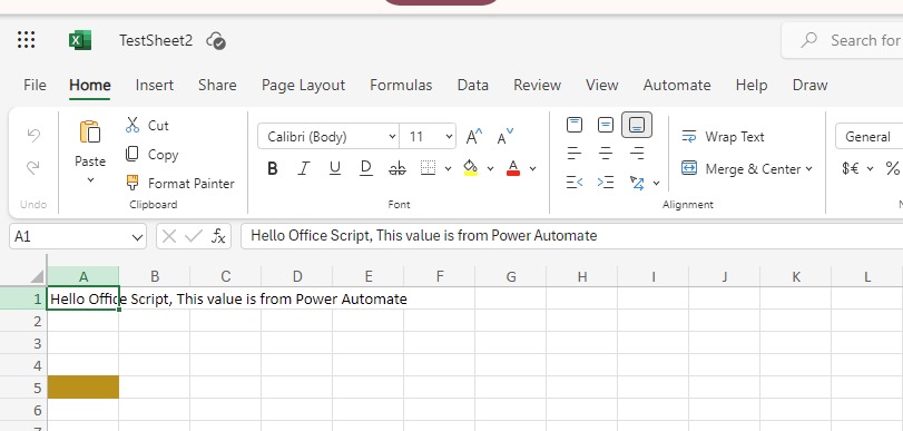 Passing Data from Power Automate to Excel sheet