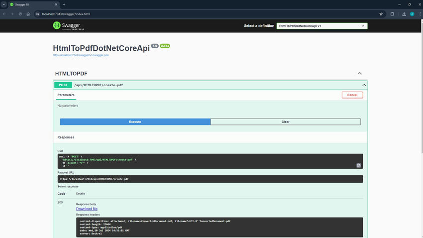 PDF Generation in .NET Core 8.0 API