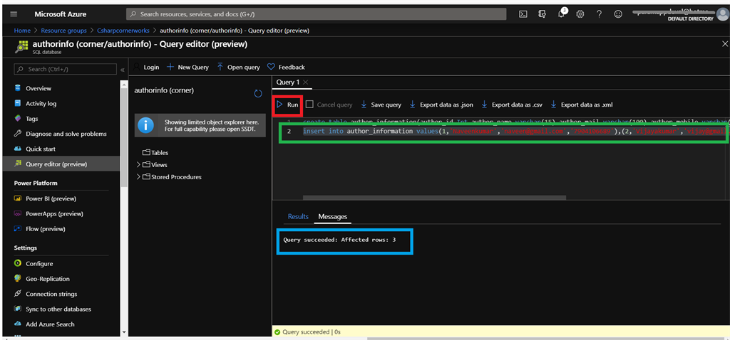 Performing CRUD Operations In Azure SQL Database