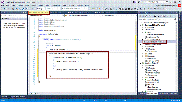 Picker Control In Xamarin.Forms Application For Android And UWP