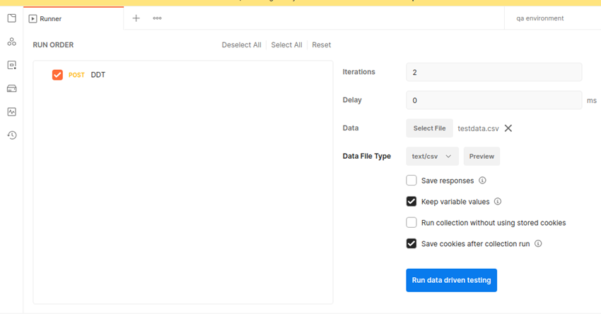 Postman Data Driven Testing
