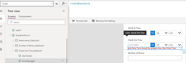 Power Apps Validation End Date And Time Should Be Greater Than Start Date And Time