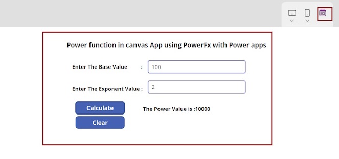 Power Function from Power Fx Using Power Apps