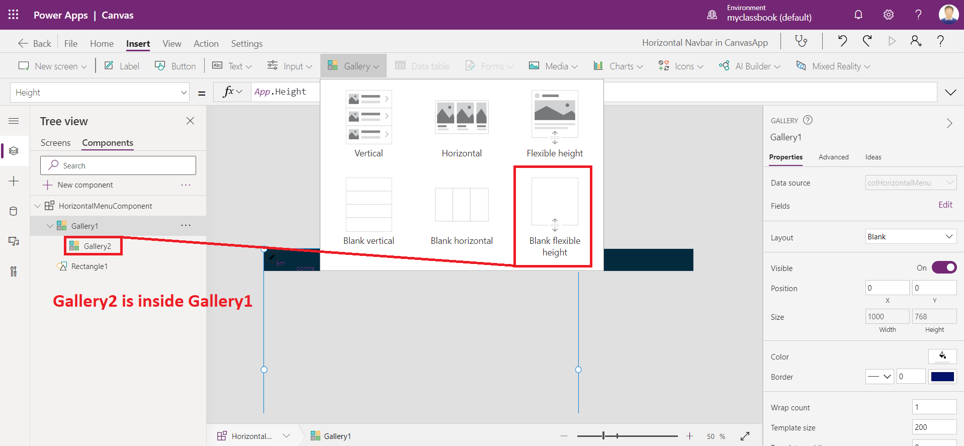 PowerApps Horizontal Navigation Menu Component With Submenu