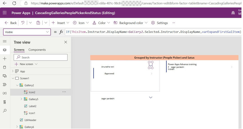 PowerApps Nested Gallery with People Picker, Status & Data