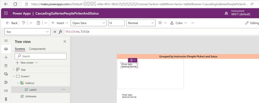 PowerApps Nested Gallery with People Picker, Status & Data
