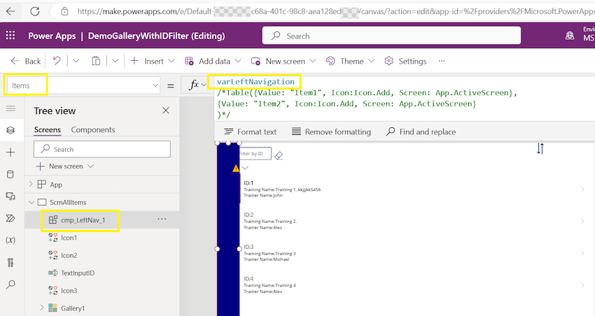 PowerApps Reusable Component for left or top navigation