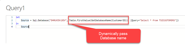 Powerquery Dynamically Pass Database Name As Parameter To Fetch The Records From Different