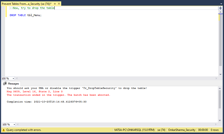Prevent Tables From Being Created, Dropped, Or Altered In SQL Server