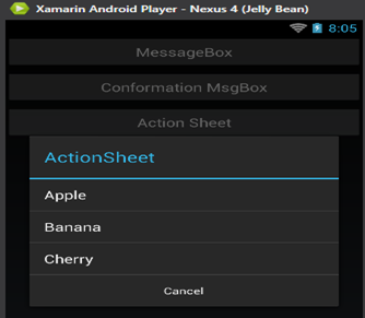 Quick Start Tutorial: Creating Universal Apps Via Xamarin: DisplayAlert And DisplayActionSheet ...