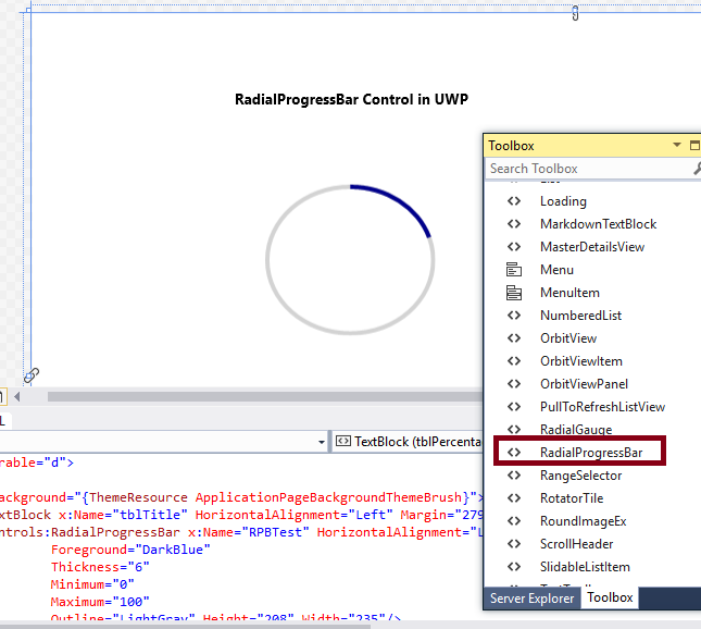 Radial Progress Bar Control In UWP