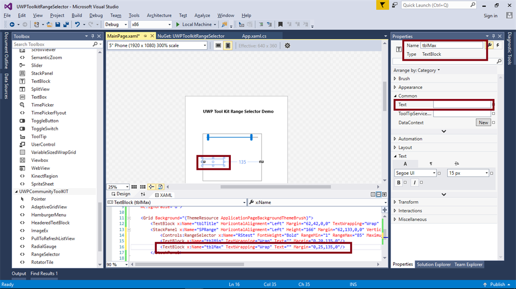 RangeSelecter Control In UWP With XAML And C#