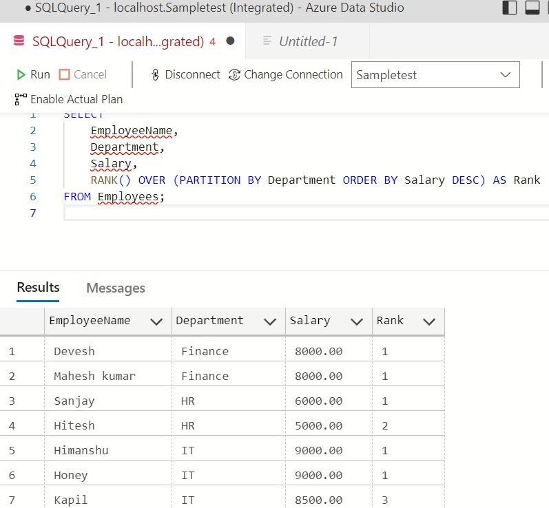 Rank Functions in SQL server