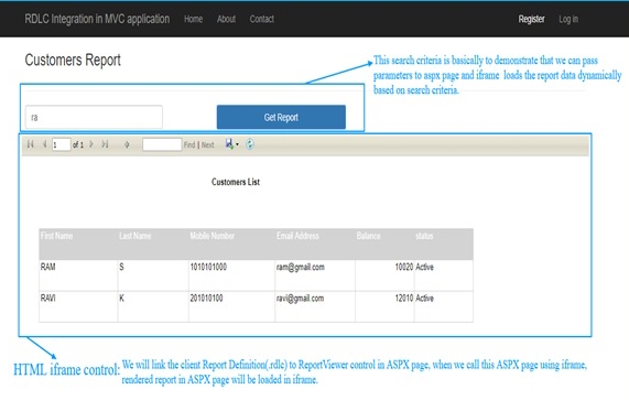 RDLC Integration In MVC Application - Report Display Using Iframe