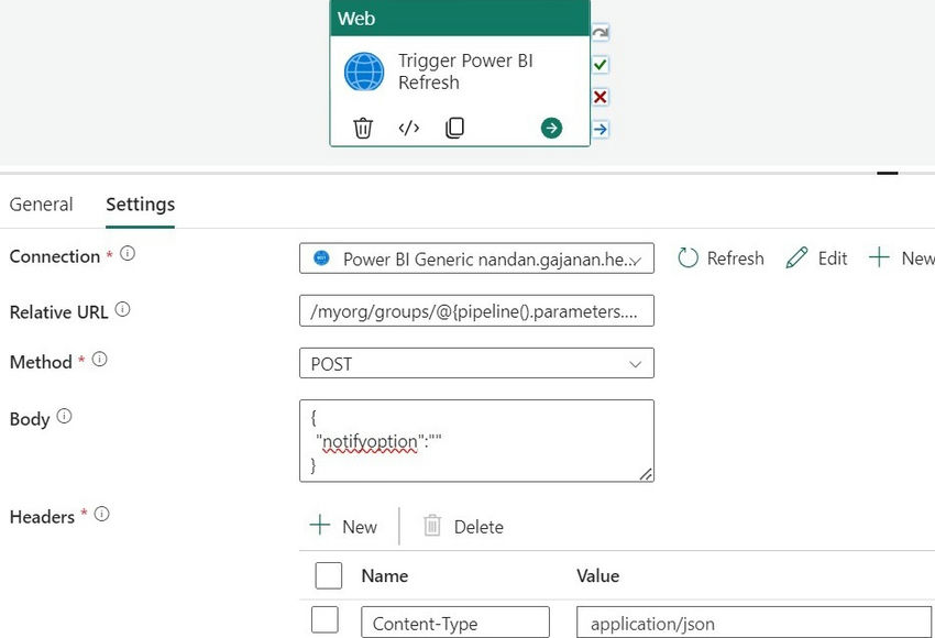 Refresh Power BI Semantic Model from MSFT Fabric Data Pipeline