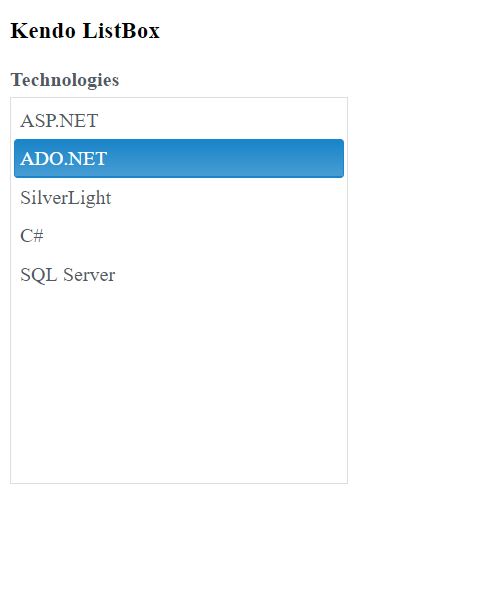 Remote Data Binding Of Kendo List Box control Remote Data Binding Of Kendo List Box control
