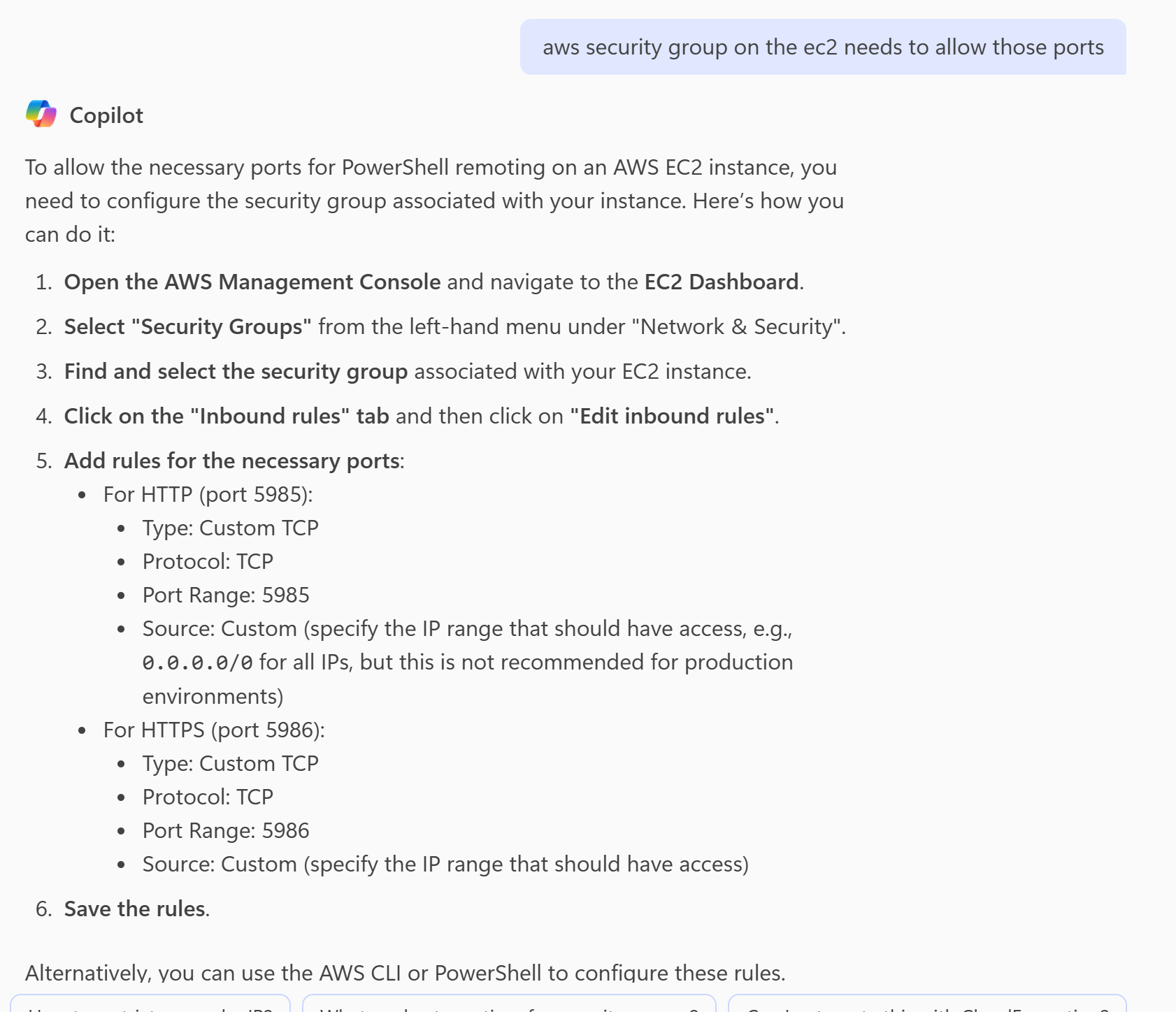 Remove IIS Log Files (4-3) --- AWS security group on the ec2 needs to Allows ports for ...