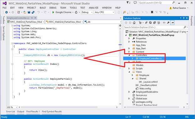 Render Partial View As Modal Popup Using AJAX Call with JSON