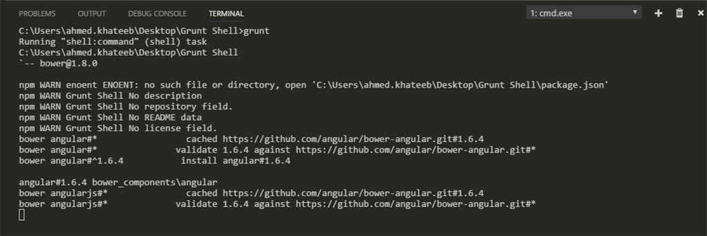Run Shell Command Through Grunt Task - Grunt Shell